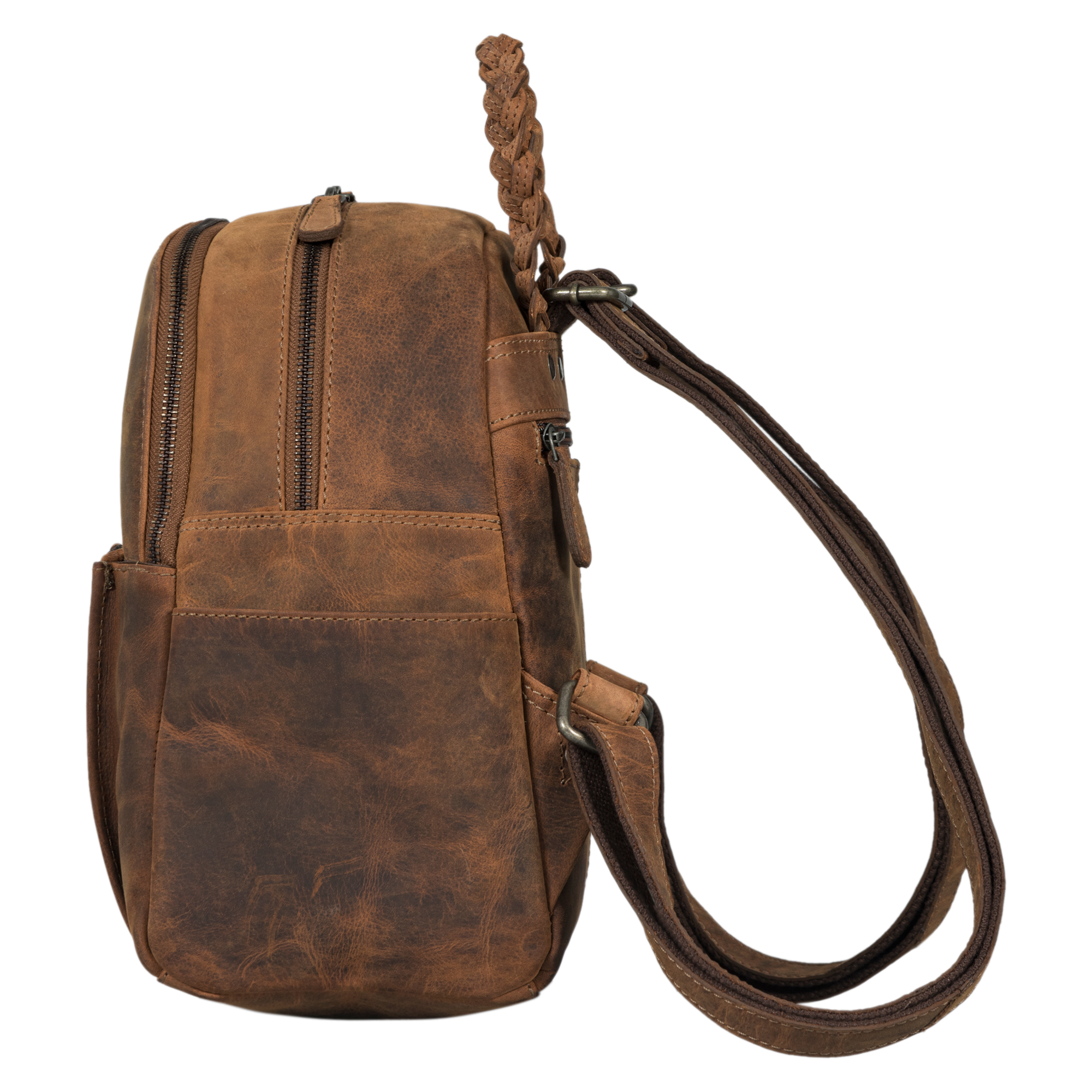 "Luna" Eleganter Rucksack Damen mit geflochtenem Henkel | STILORD