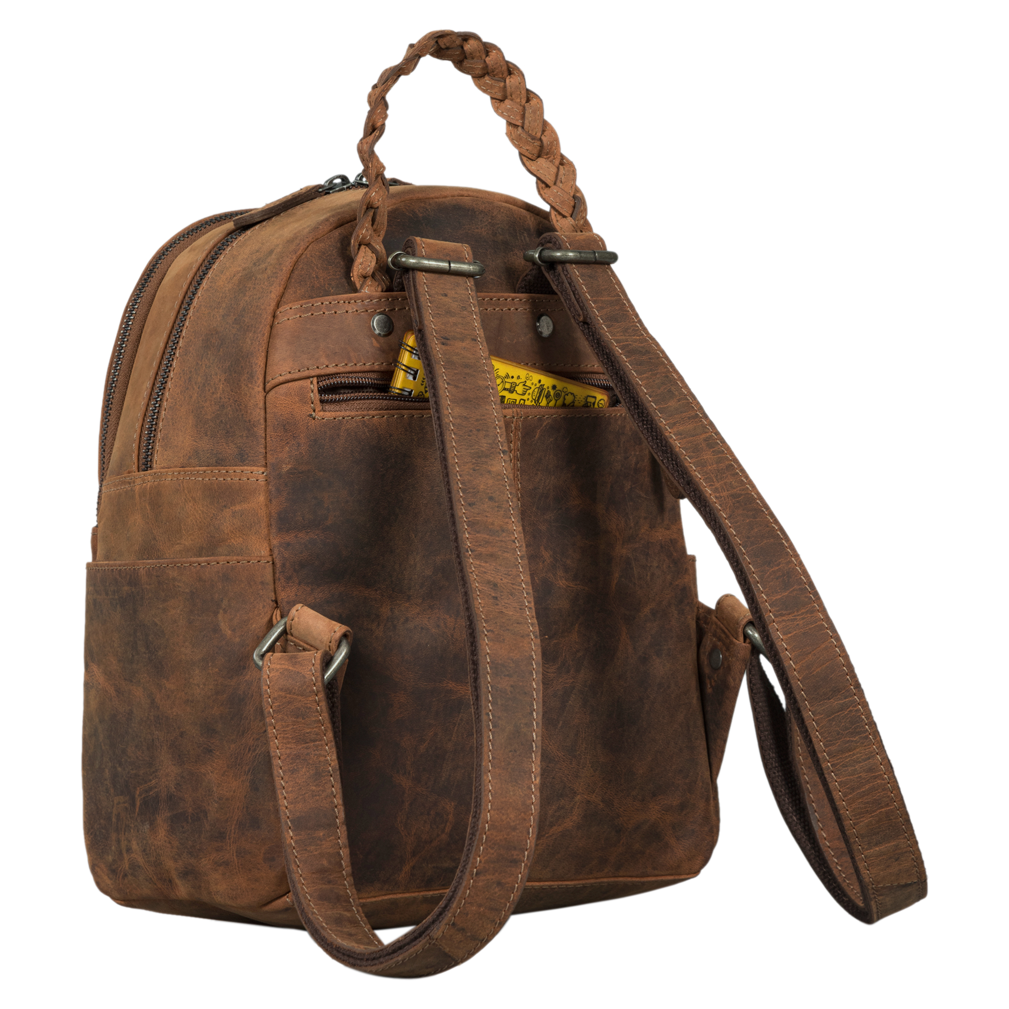 "Luna" Eleganter Rucksack Damen mit geflochtenem Henkel | STILORD