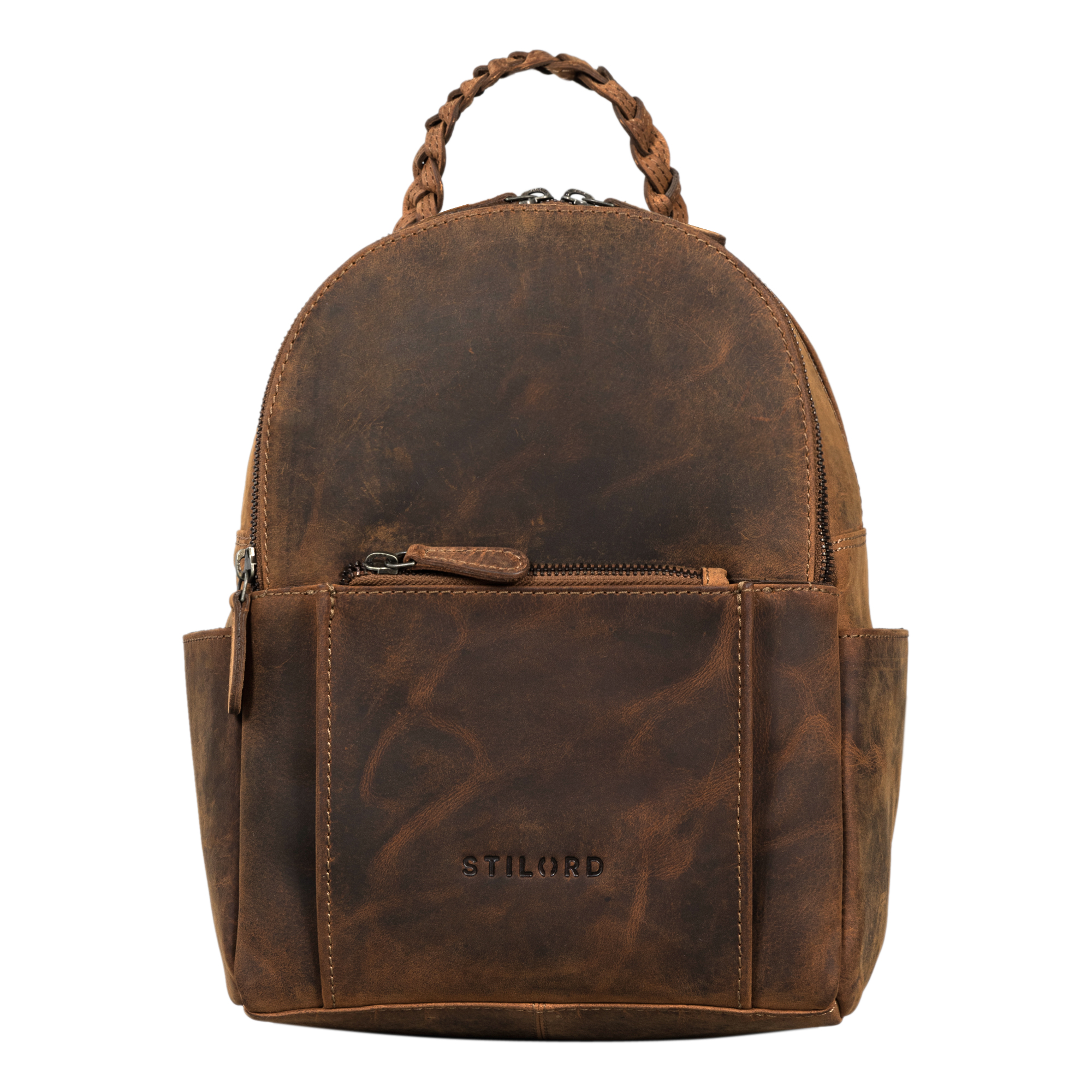 "Luna" Eleganter Rucksack Damen mit geflochtenem Henkel | STILORD