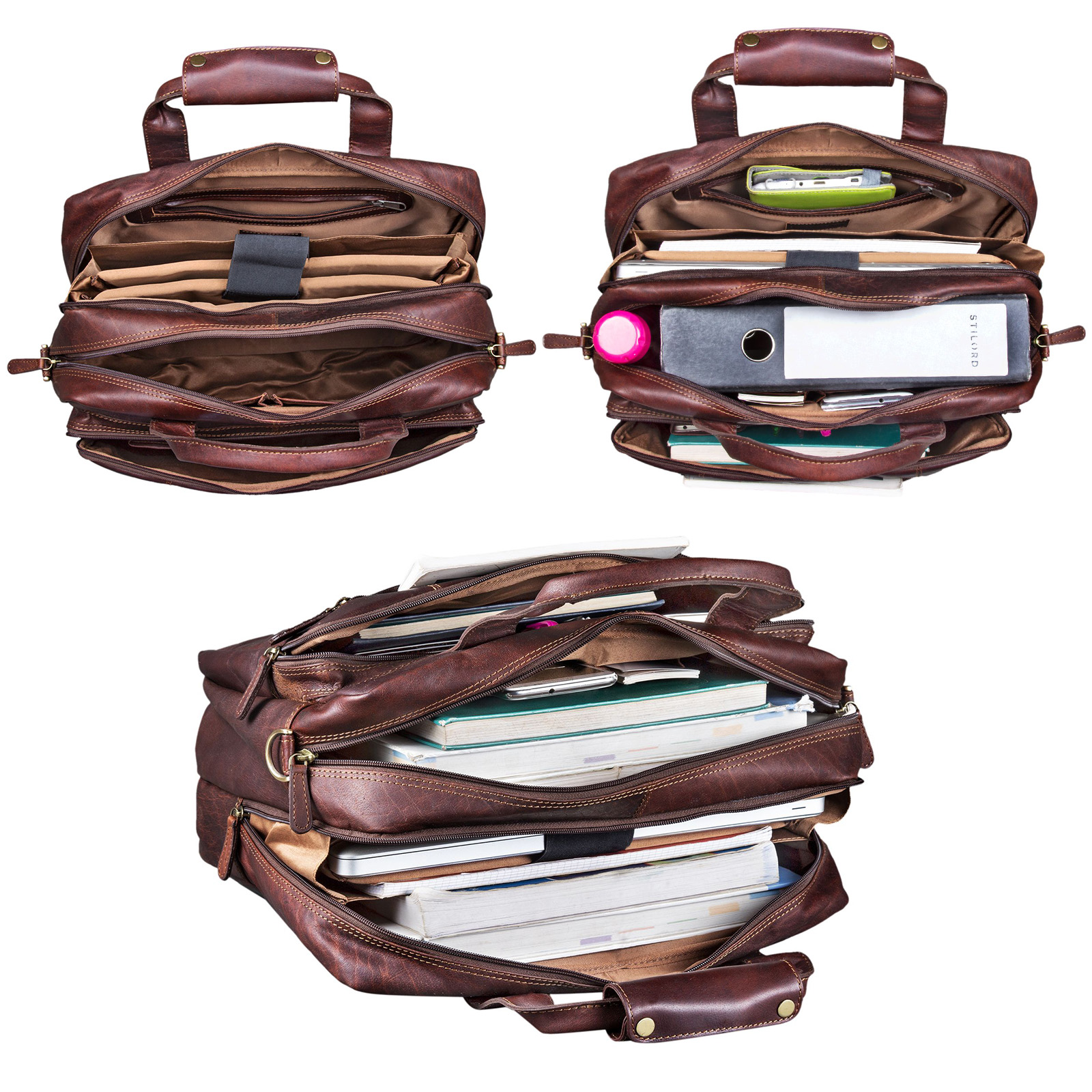 "Experience" Vintage Lehrertasche Leder groß | STILORD